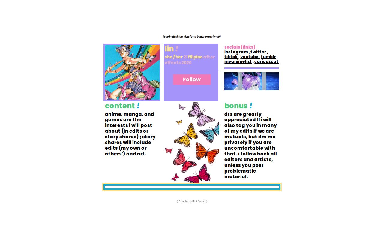 lin's instagram carrd